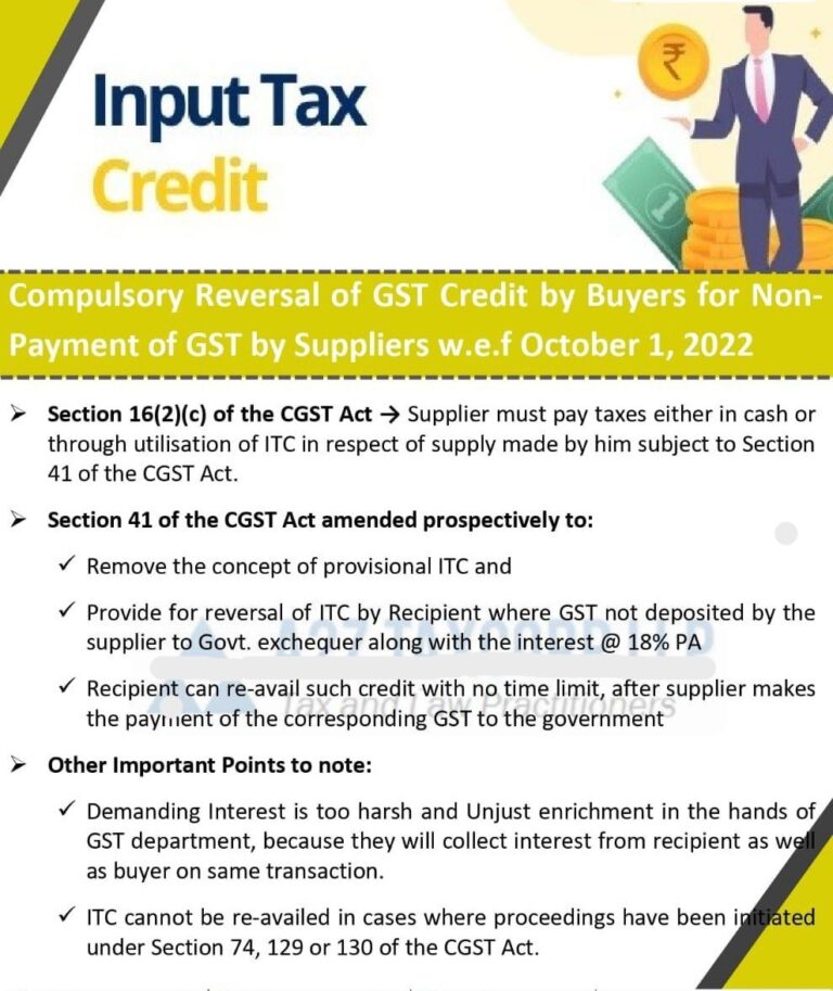 Input Tax Credit under Goods and Services Tax Act | RJA