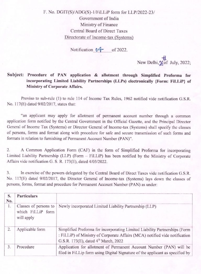 PAN/TAN integration for New LLP registration form FiLLip|RJA