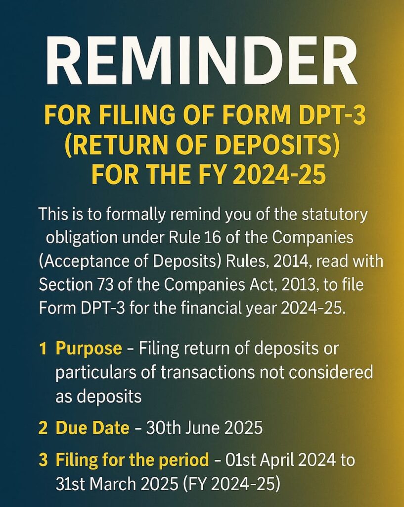 Filing Form DPT-3 (Return of Deposits) for FY 2024–25